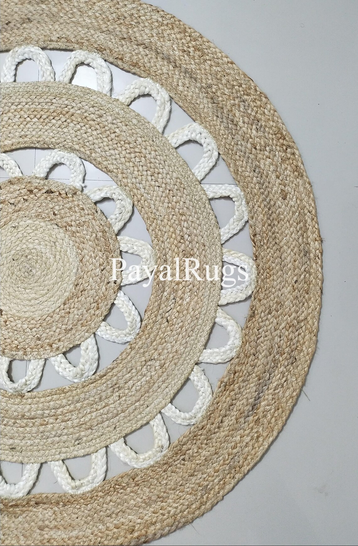 2X2 3X3 4X4 6X6 7X7 8X8 Feet Round Rug Natural Round Rug Scalloped ...