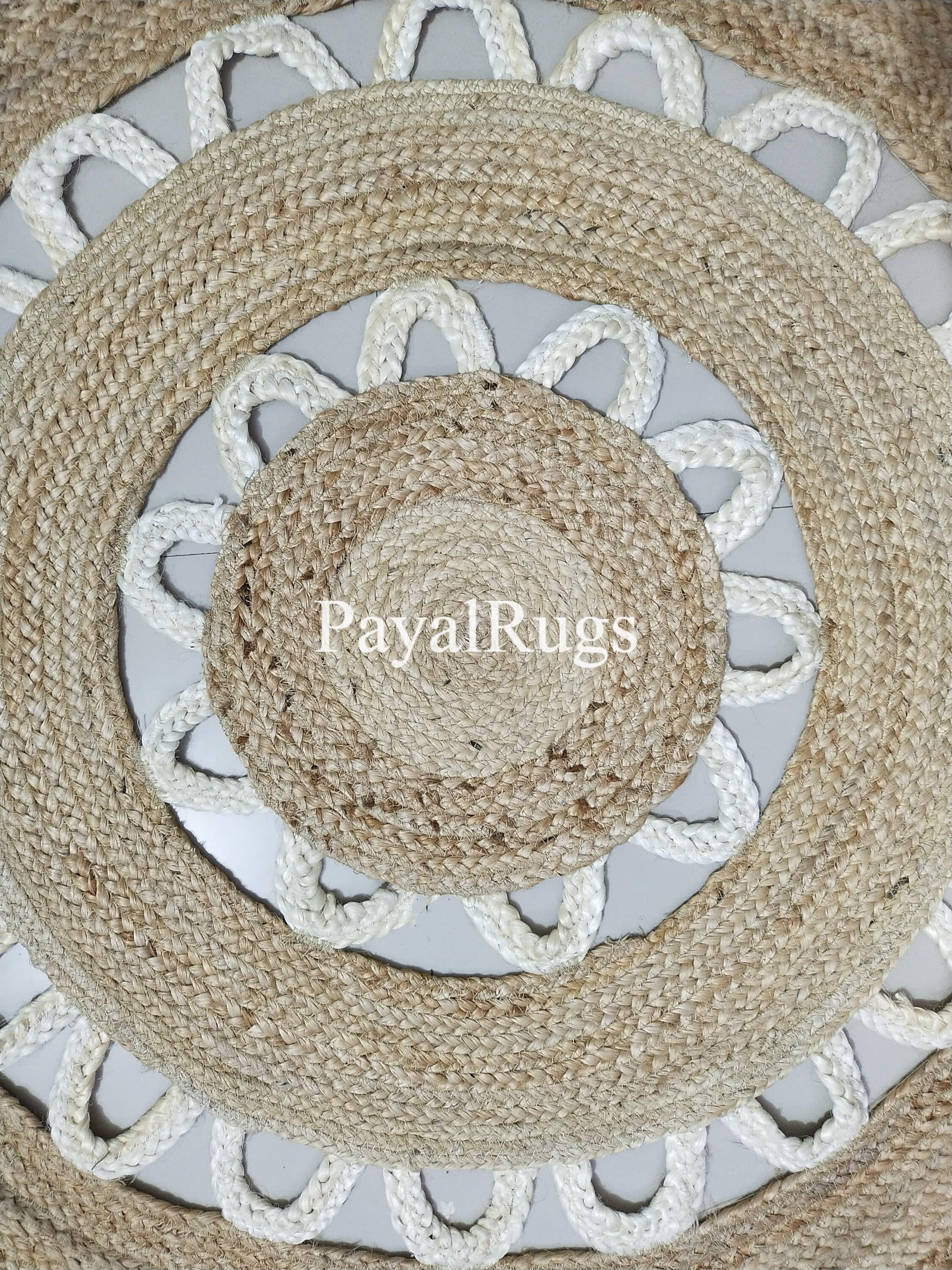 2X2 3X3 4X4 6X6 7X7 8X8 Feet Round Rug Natural Round Rug Scalloped ...
