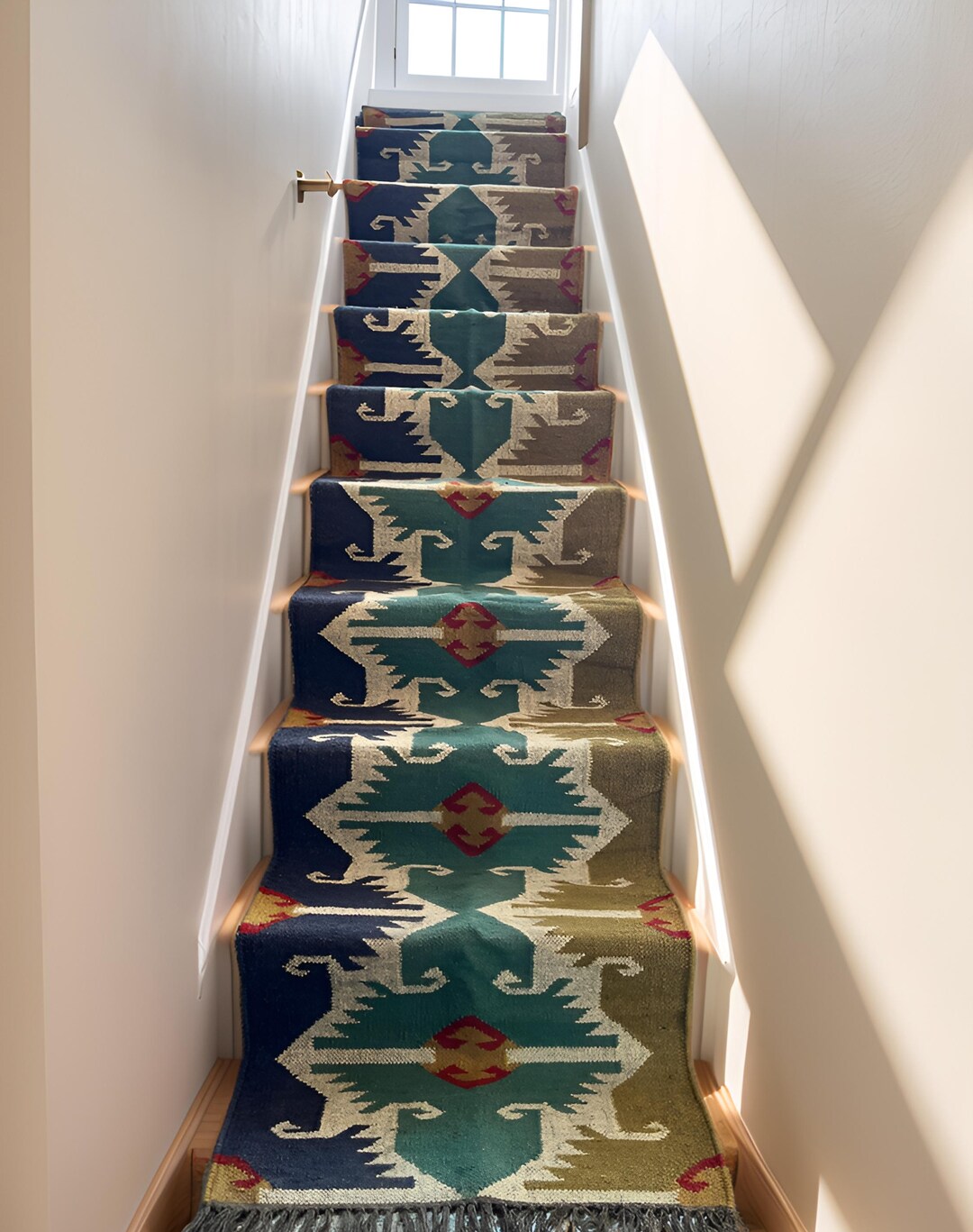Stair Runner - Handmade Green Kilim Runner, Jute Hallway & Kitchen ...