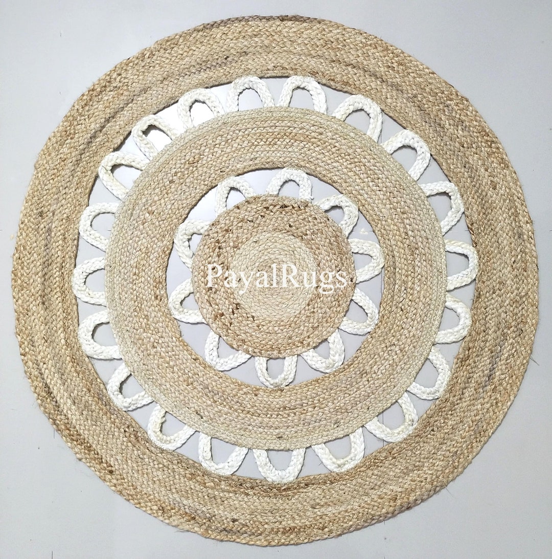 2X2 3X3 4X4 6X6 7X7 8X8 Feet Round Rug Natural Round Rug Scalloped ...