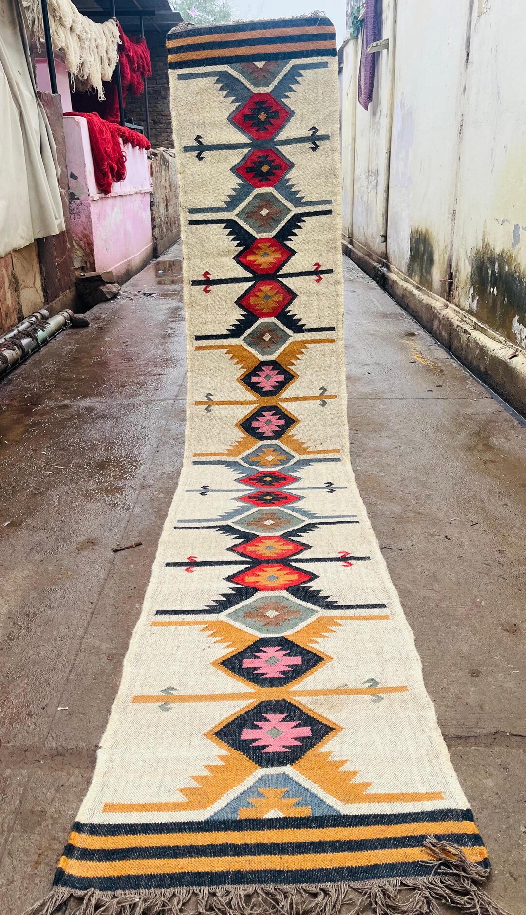 Handmade Kilim Runner Rug, Tribal Diamond Stair Runner, Southwestern ...