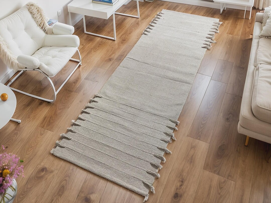 Beige Cotton Yoga Mat, Minimalist Yoga Rug, Eco Friendly Handwoven Anti ...