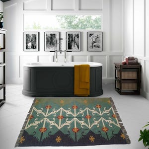 Wool Jute Rug Farmhouse Sage Green Jute High Quality Hand Woven Camping ...