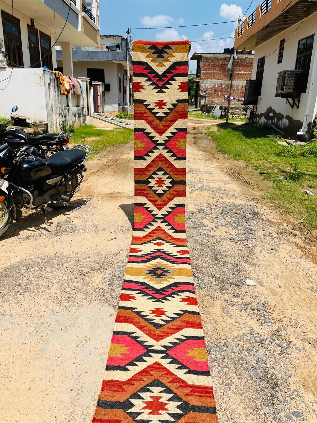 Handmade Kilim Stair Runner, Wool Jute Kilim Multi Color Runner Rug ...