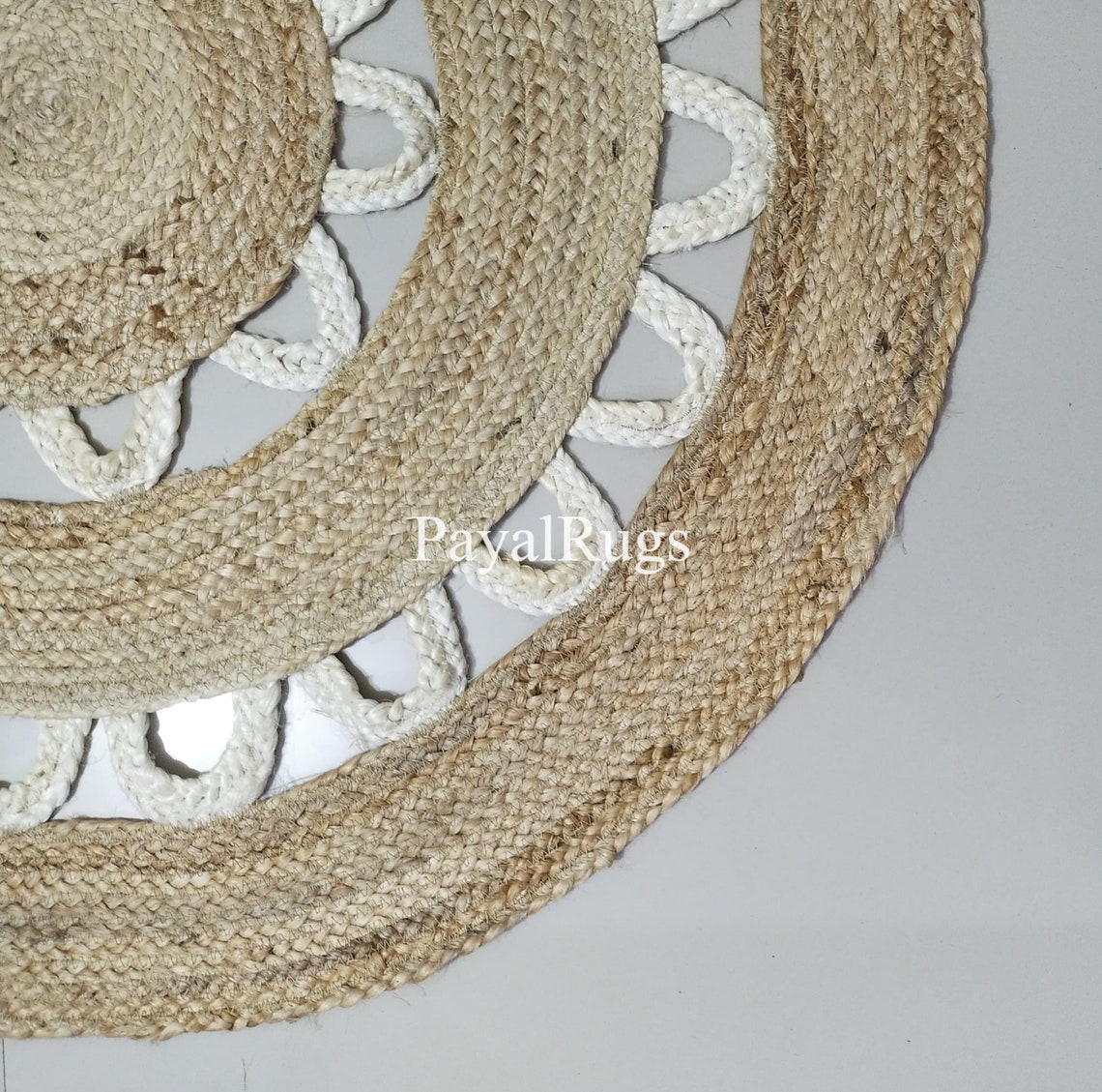 2X2 3X3 4X4 6X6 7X7 8X8 Feet Round Rug Natural Round Rug Scalloped ...