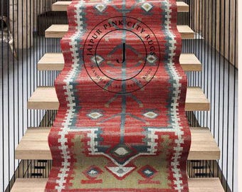 Handmade Kilim Runner Rug for Stair Decor/ Handwoven Wool and Jute ...