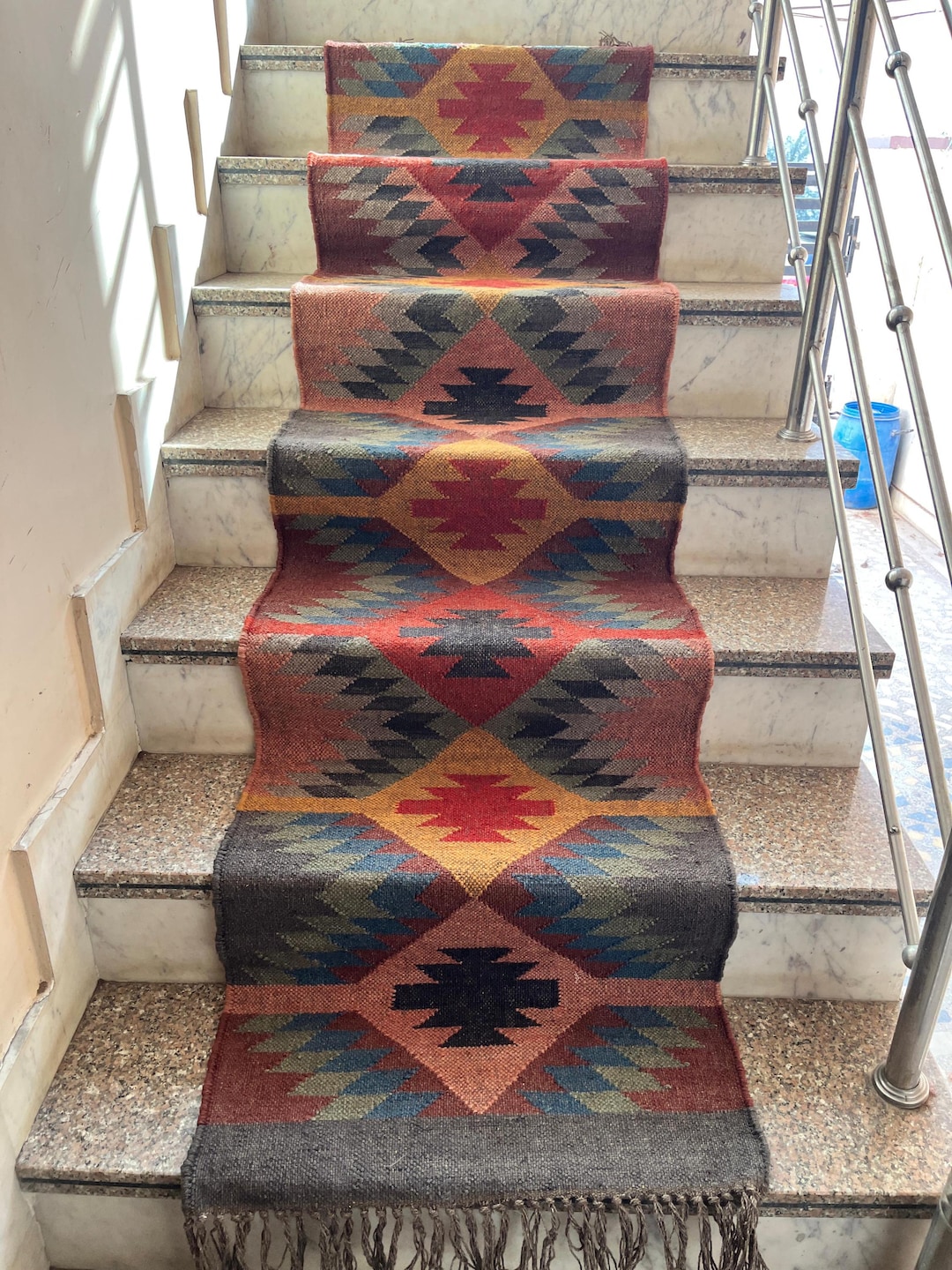 Stair Runner - Handmade Kilim Stair Runner, Jute Hallway Kitchen Decor ...