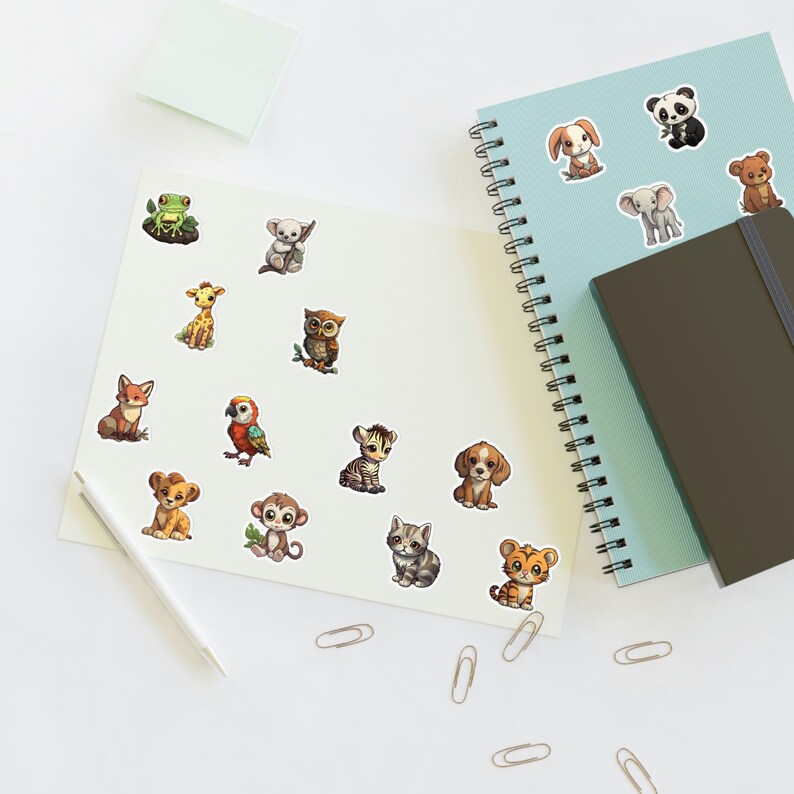 Cute Baby Animals Sticker Sheet 16 Pieces - Etsy