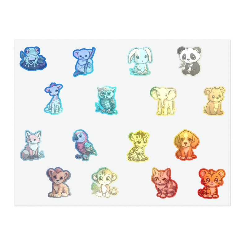 Cute Baby Animals Sticker Sheet 16 Pieces - Etsy