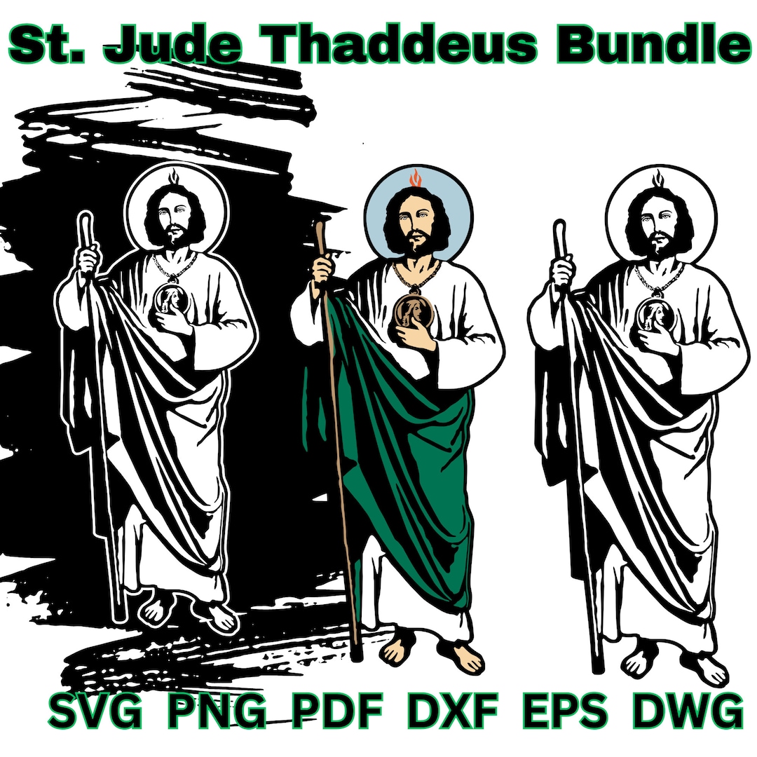 Saint Jude Thaddeus Svg Clipart Bundle, 3 Colors Black, White, Color, T-shirt Printing, Design ...