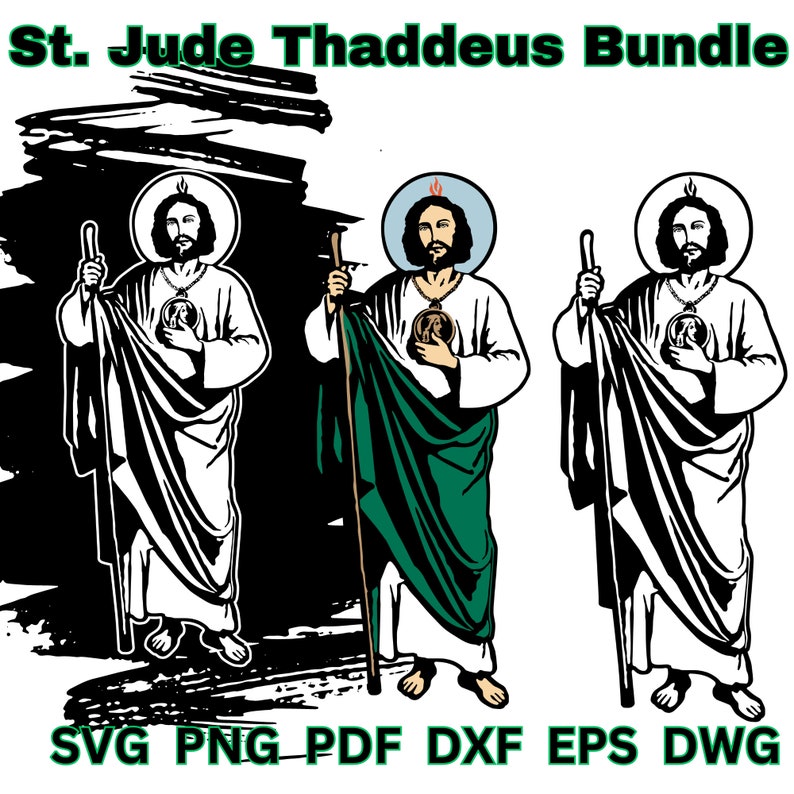 Saint Jude Thaddeus Svg Clipart Bundle, 3 Colors Black, White, Color, T ...