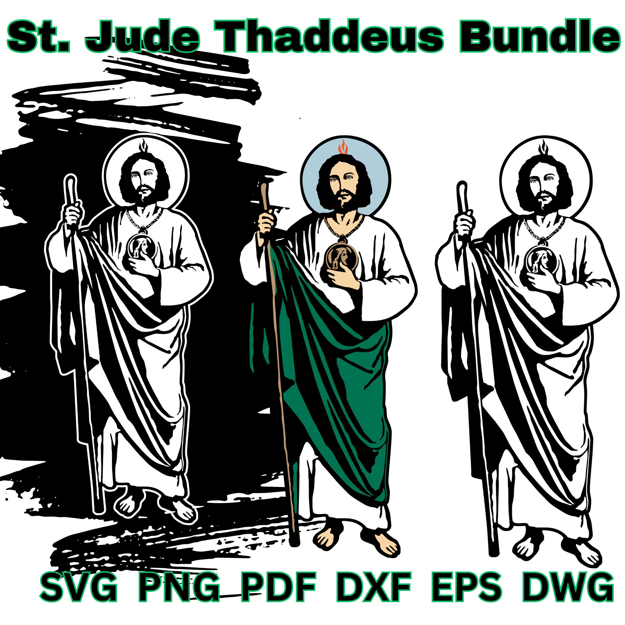 Saint Jude Thaddeus Svg Clipart Bundle, 3 Colors Black, White, Color, T ...