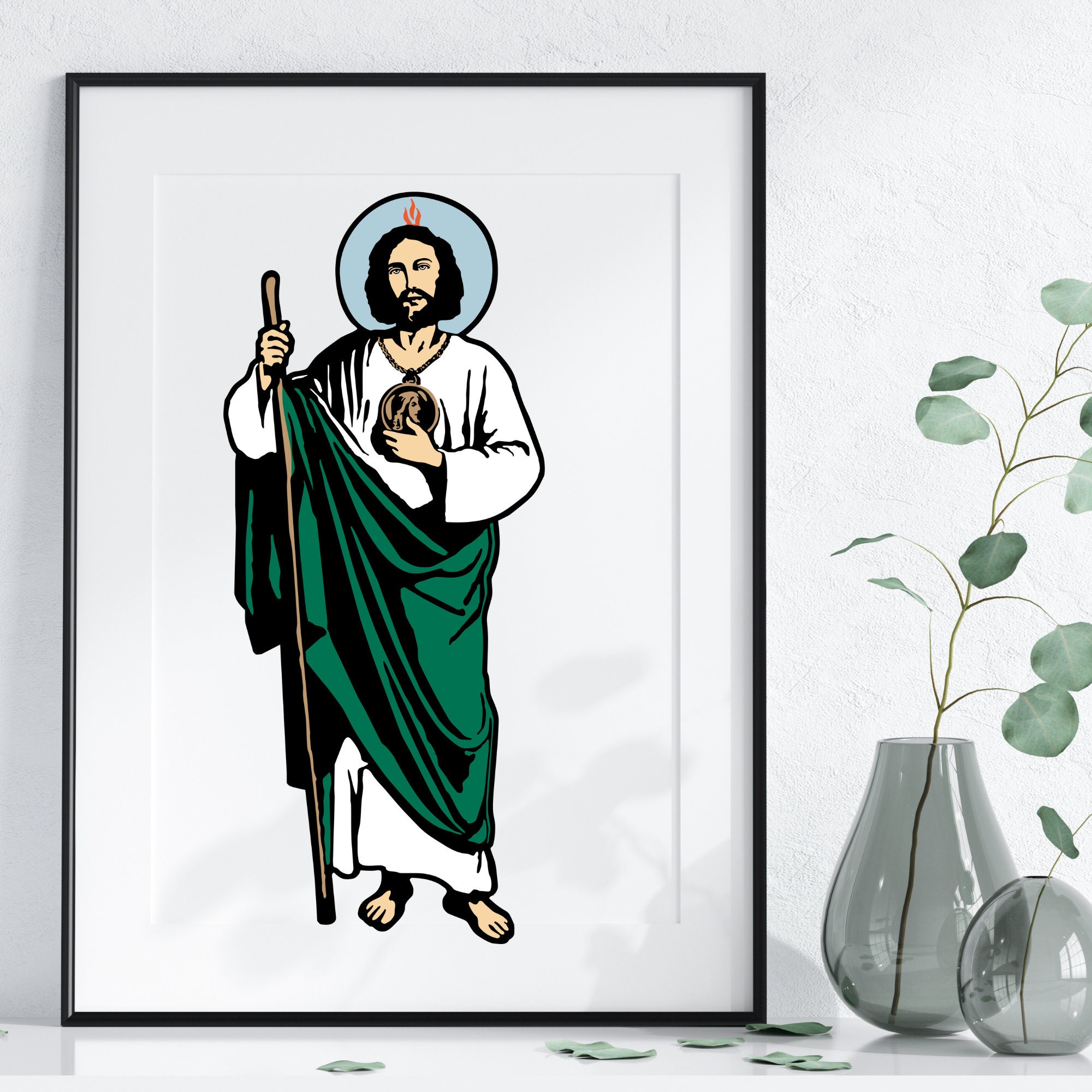 Saint Jude Thaddeus Svg Clipart Bundle, 3 Colors Black, White, Color, T ...