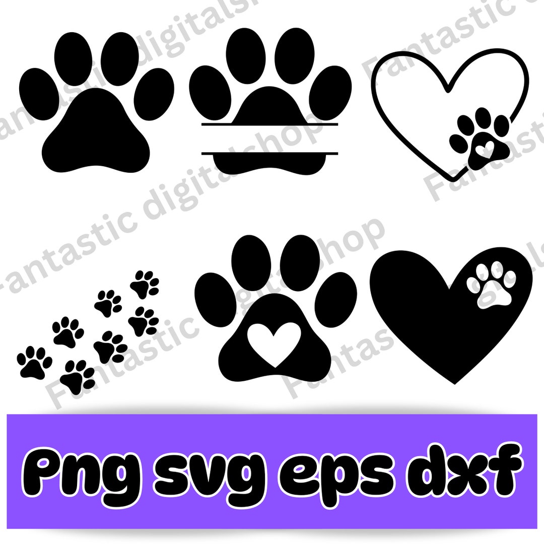 Paw Print Bundle 10 Designs Png Svg Eps Dxf - Adorable Digital Art for ...