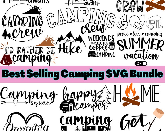 Camping Clipart Vector SVG Design, Outdoor Adventure Graphics, Camping ...