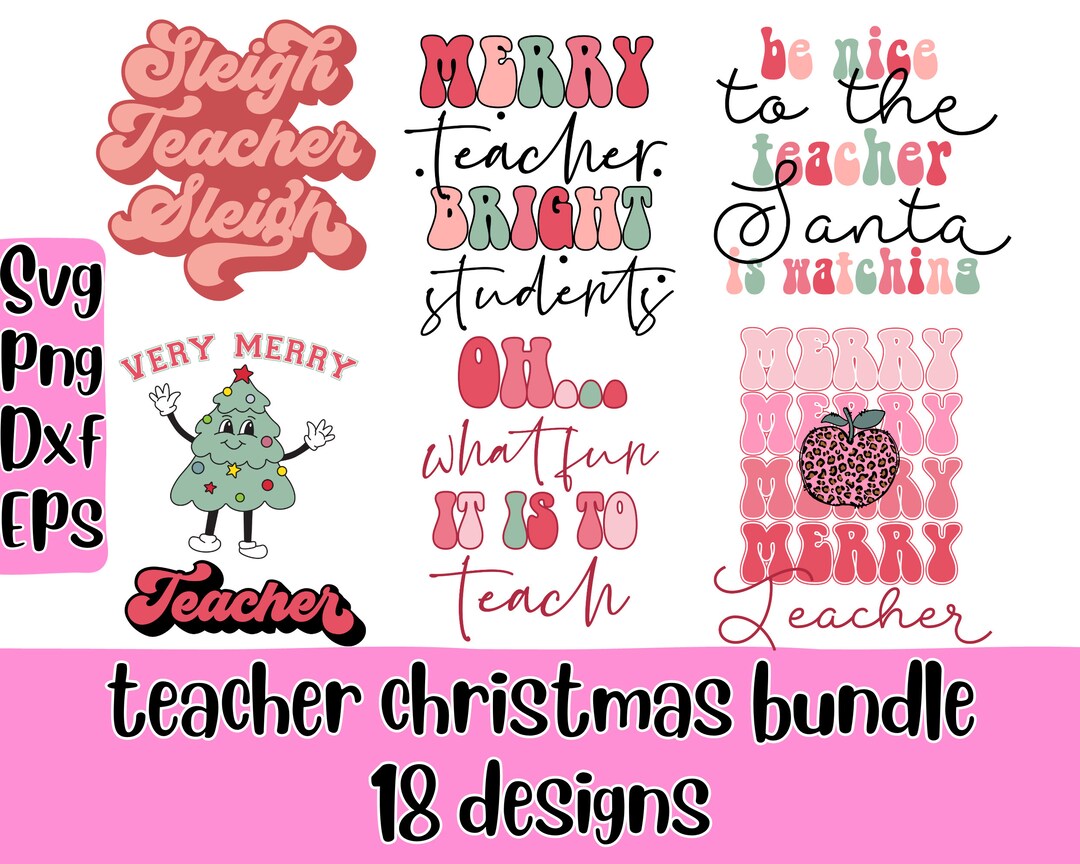 Christmas Teacher SVG Bundle: Festive Clipart (digital Download) - Etsy