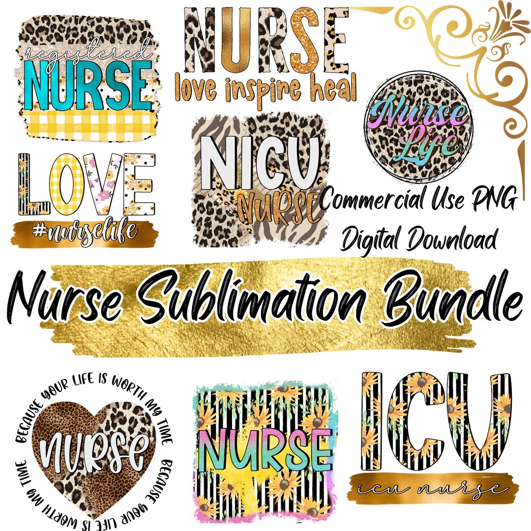 Nurse Sublimation Bundle, Nurse Life Graphics , Cute Nurse Designs ...