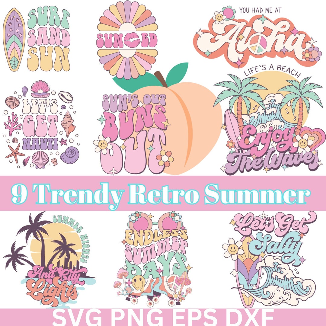 Retro Summer Bundle SVG, Beach Svg, Summertime Svg, Funny Beach Quotes ...