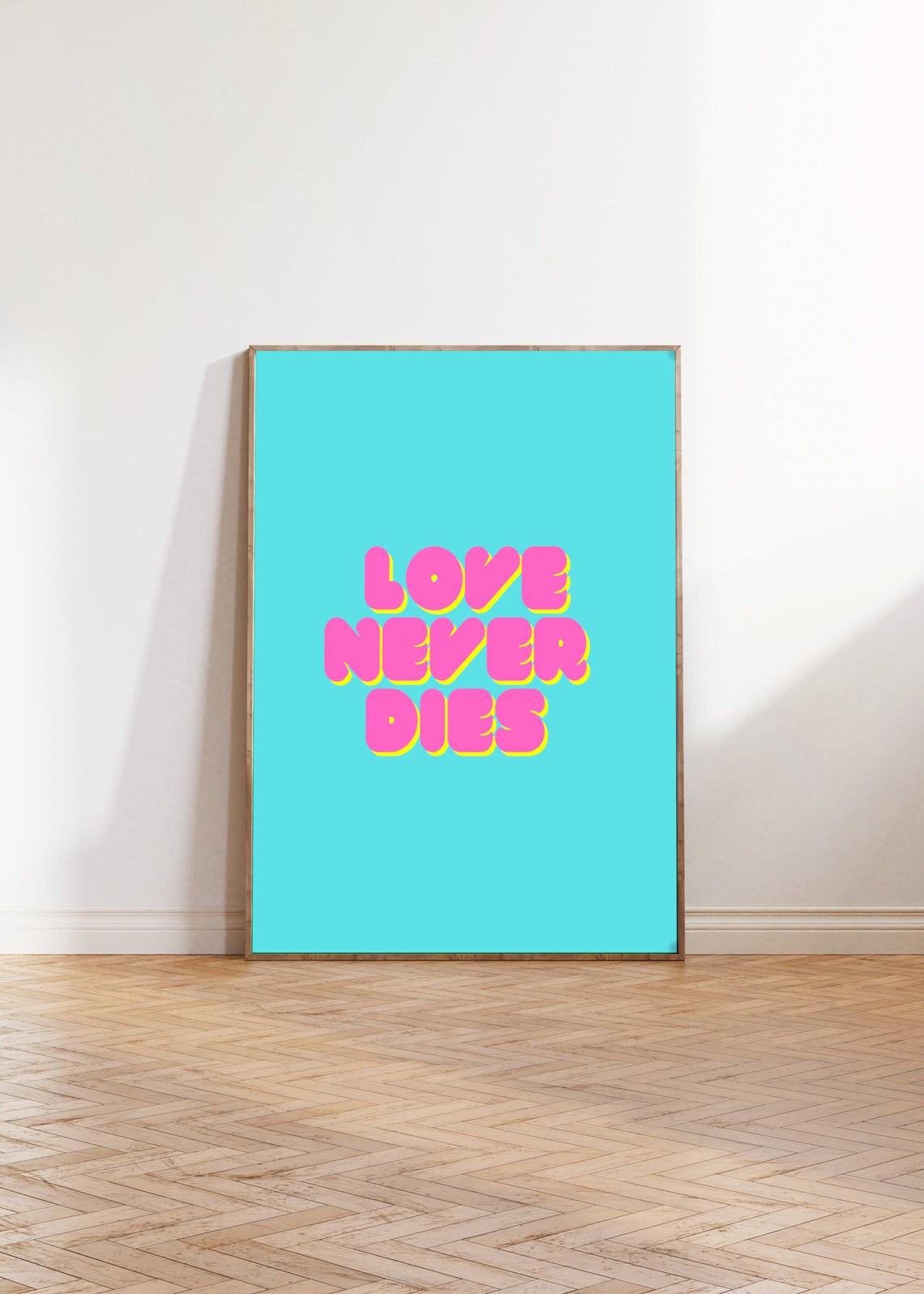 Blue and Pink 'love Never Dies' Poster Dıgıtal Wall - Etsy