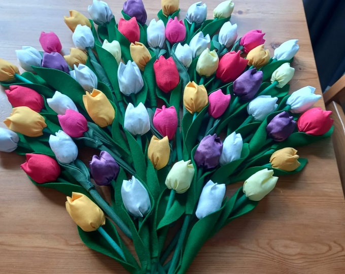 Fabric Tulip Bouquet | Spring and Summer Decorations | Handmade Tulips ...