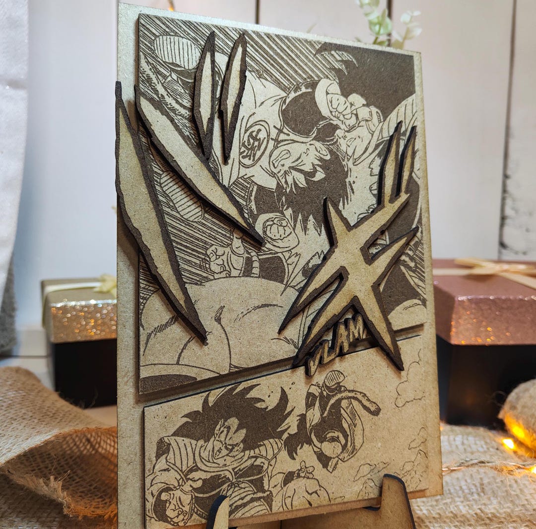 DBZ Relief Diorama Wood Engraving Angry Raditz Vs Gohan Unique and ...