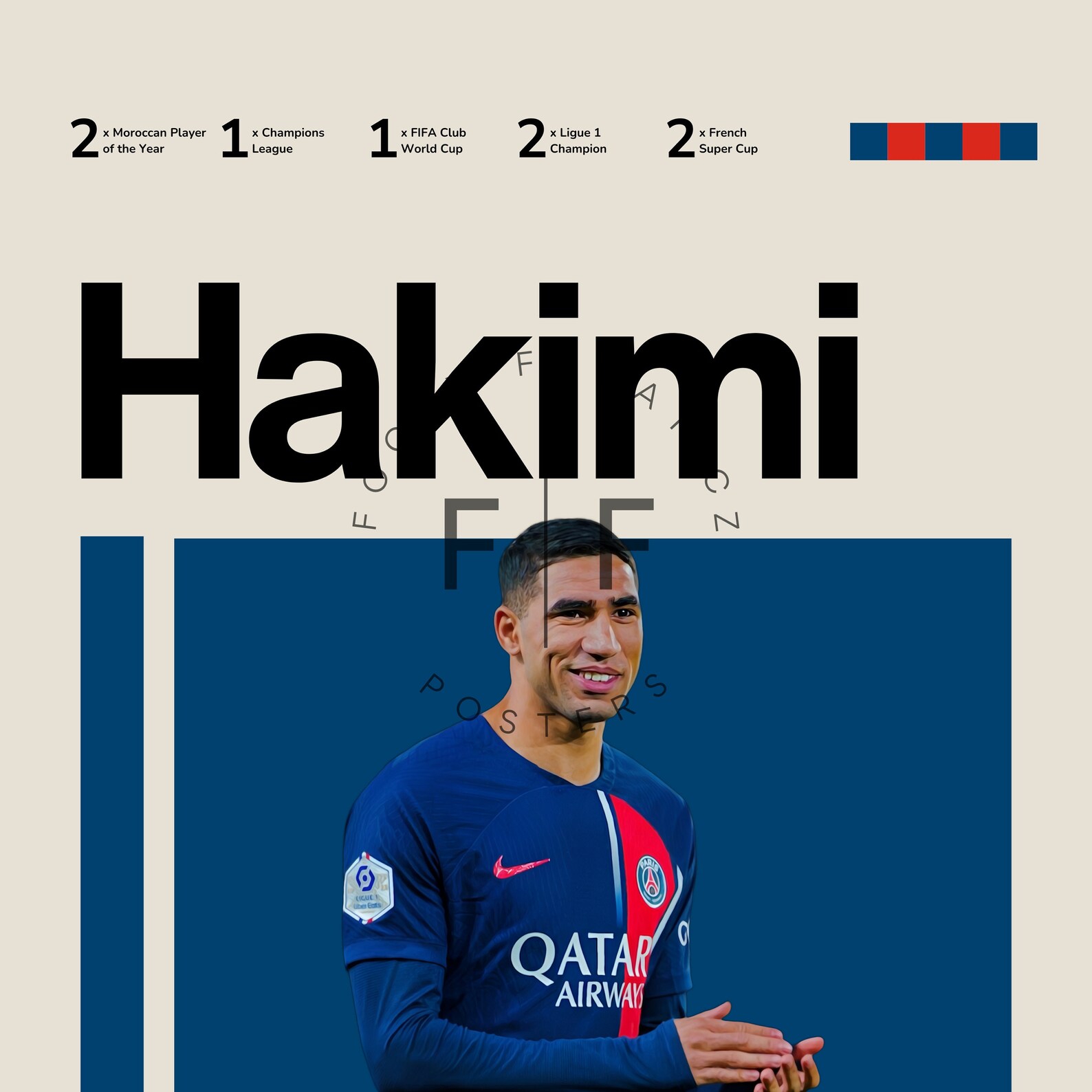 Achraf Hakimi Paris Saint Germain Poster Instant Download - Etsy