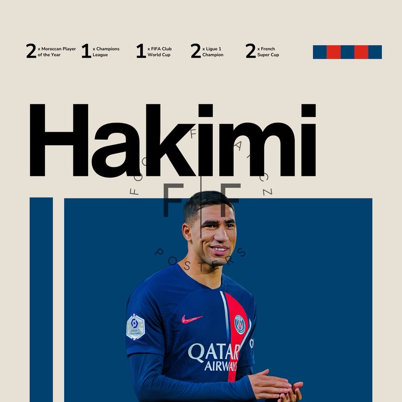 Achraf Hakimi Paris Saint Germain Poster Instant Download - Etsy