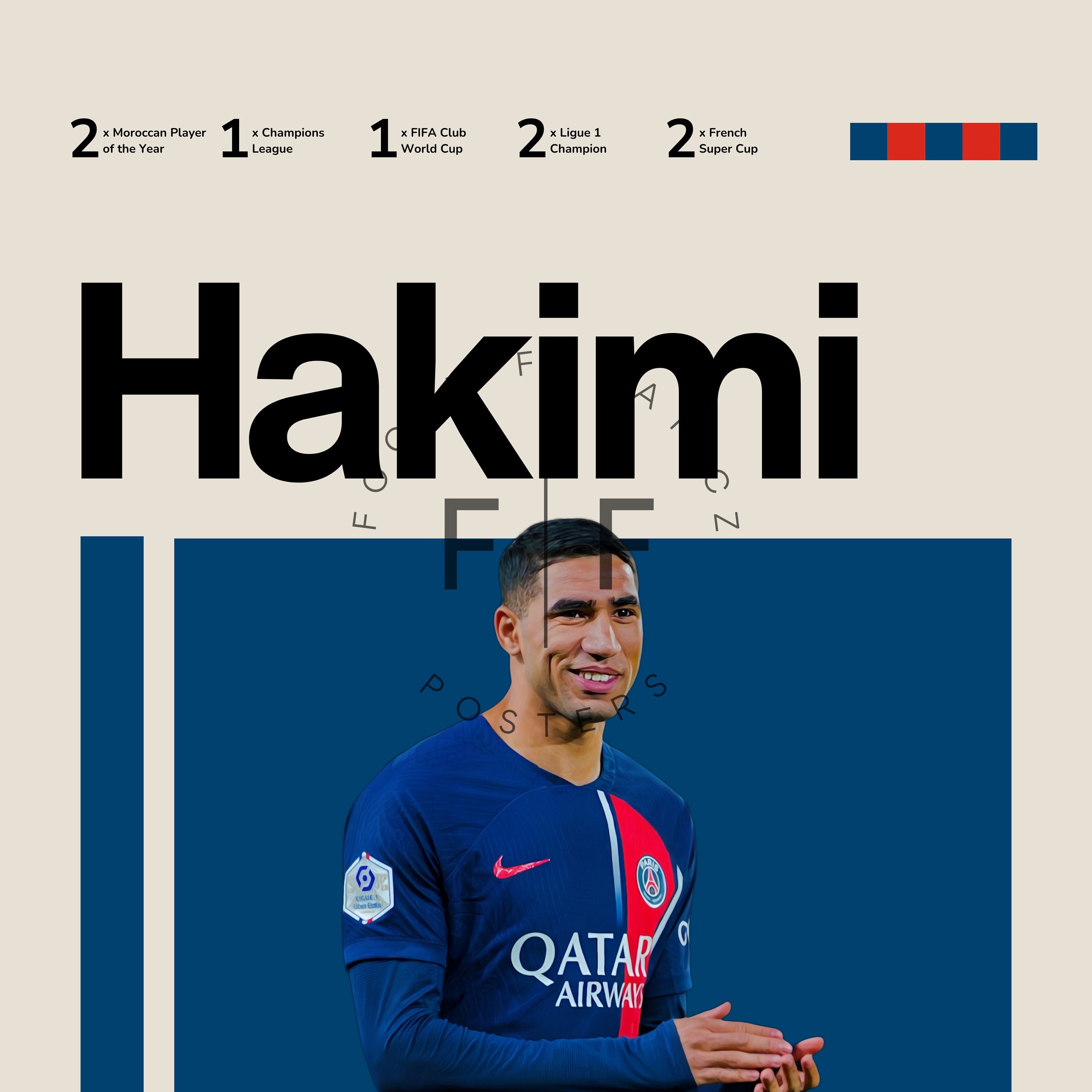 Achraf Hakimi Paris Saint Germain Poster Instant Download - Etsy