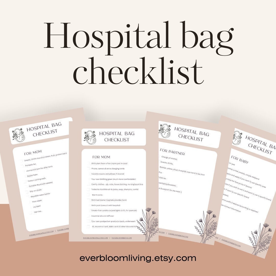 Hospital Bag Checklist + Tips | Printable | Childbirth | Birth ...