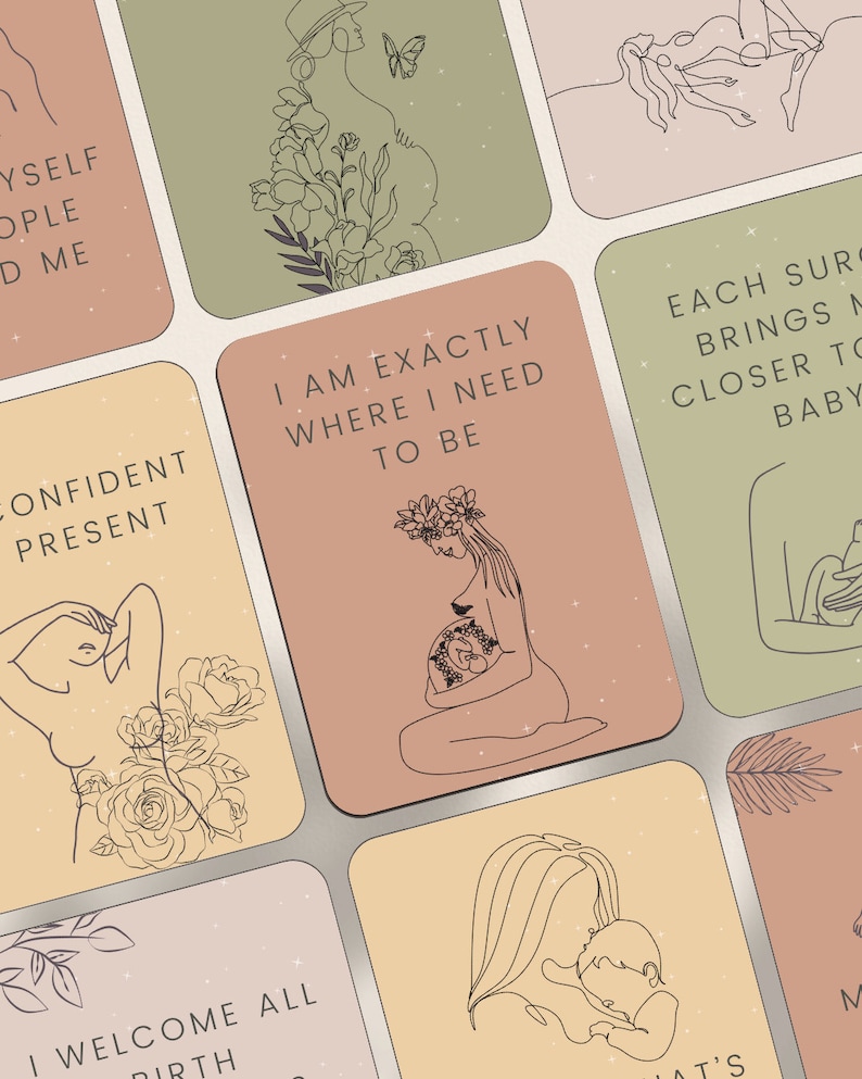 20 Birth Affirmation Cards | Baby Shower Gift | Positive Birth ...