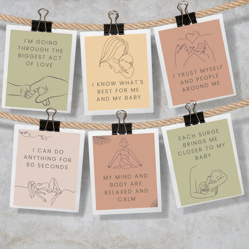 20 Birth Affirmation Cards | Baby Shower Gift | Positive Birth ...