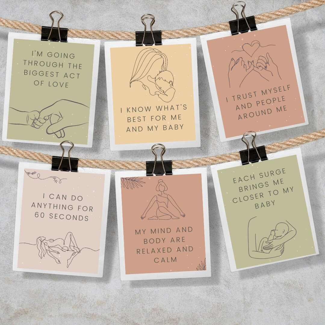 20 Birth Affirmation Cards | Baby Shower Gift | Positive Birth ...