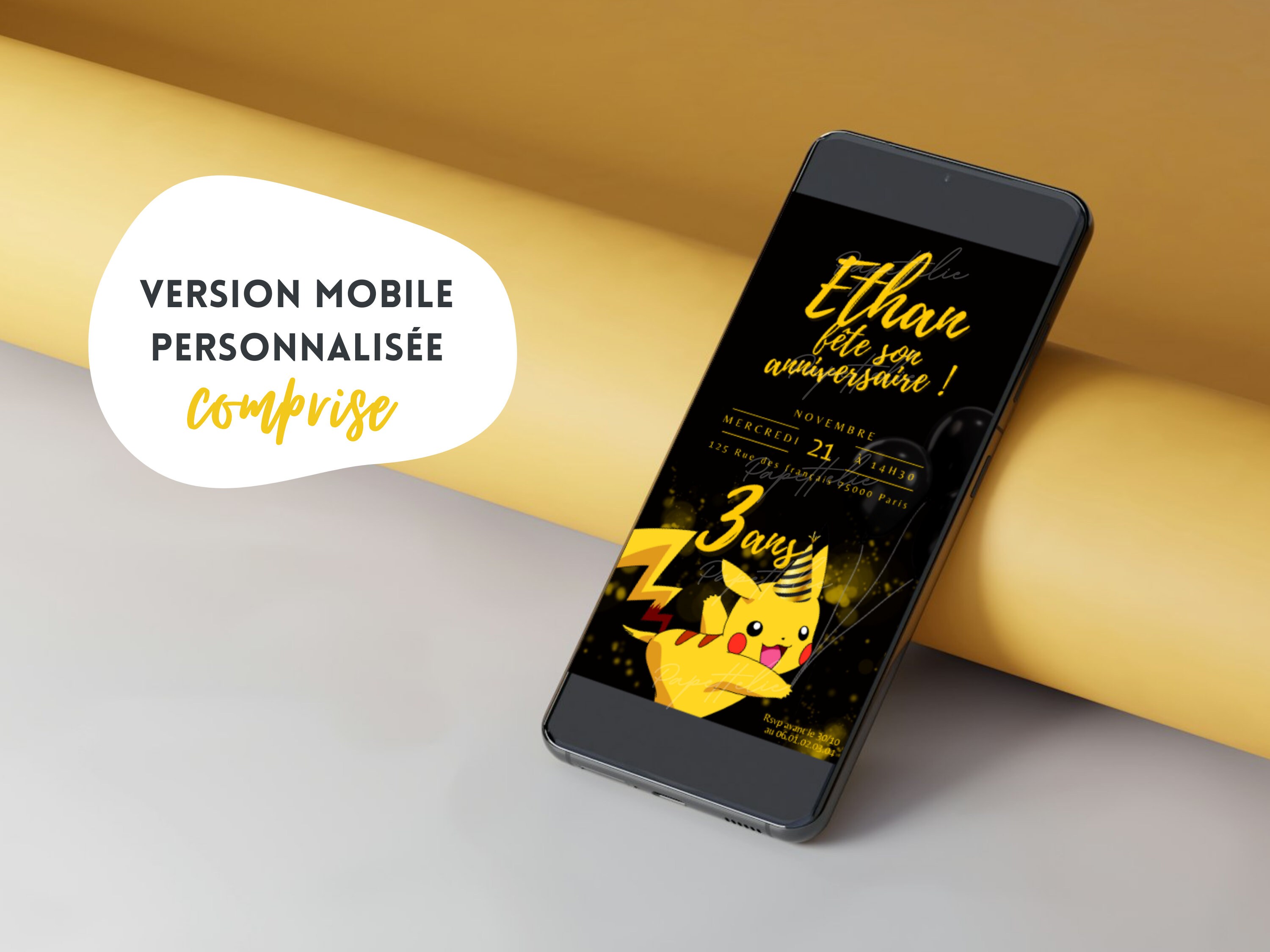 Pokemon Pikachu Personalized Birthday Invitation Card in French ...