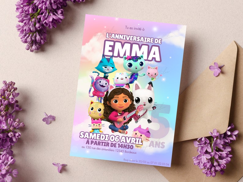 Personalized Birthday Invitation Card Gabby and the Magic House in ...