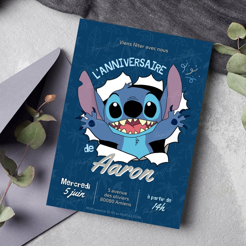 Carte d'anniversaire stitch - Etsy France