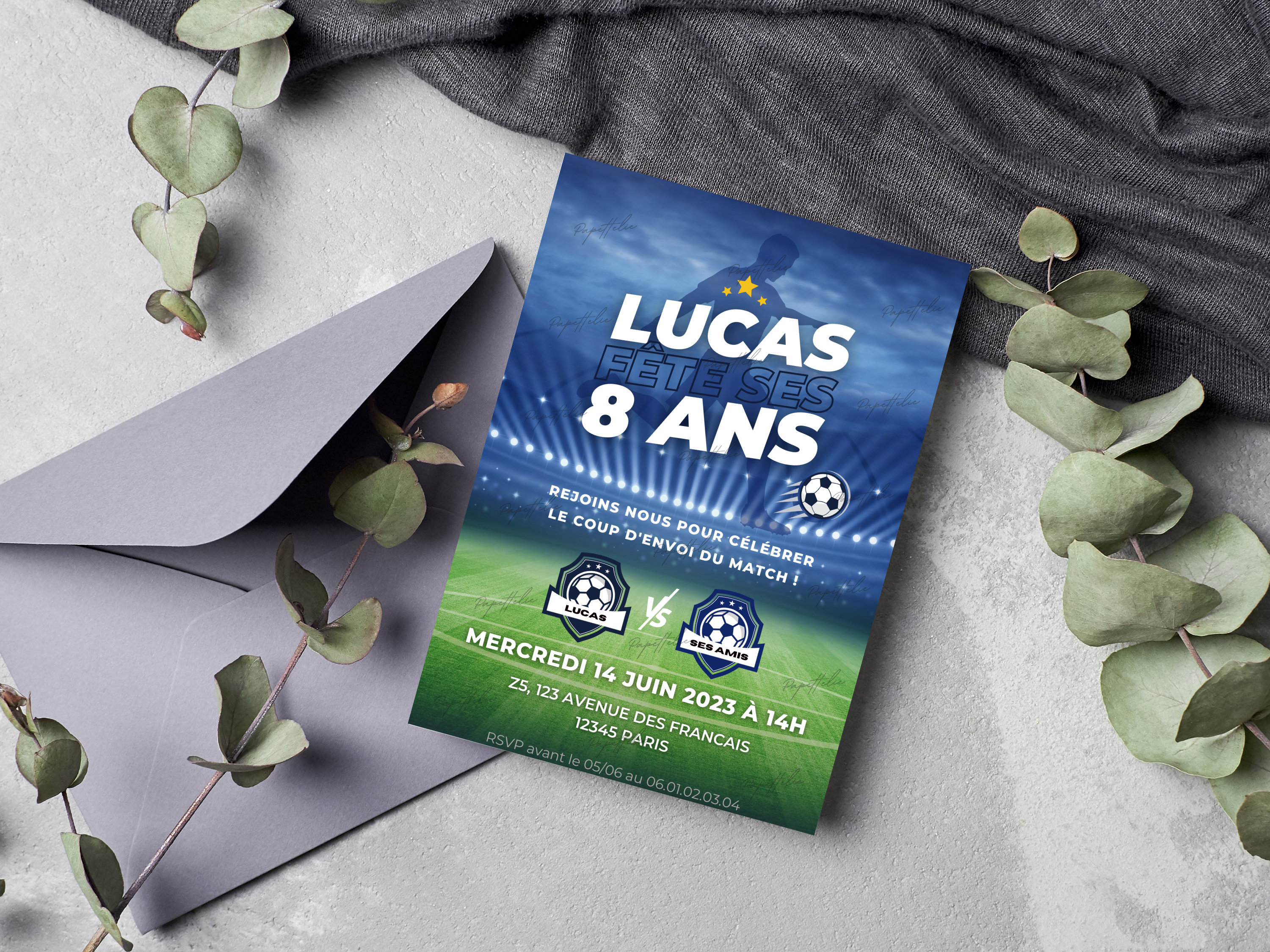 Personalized Football Birthday Invitation Card in French Mobile Digital ...