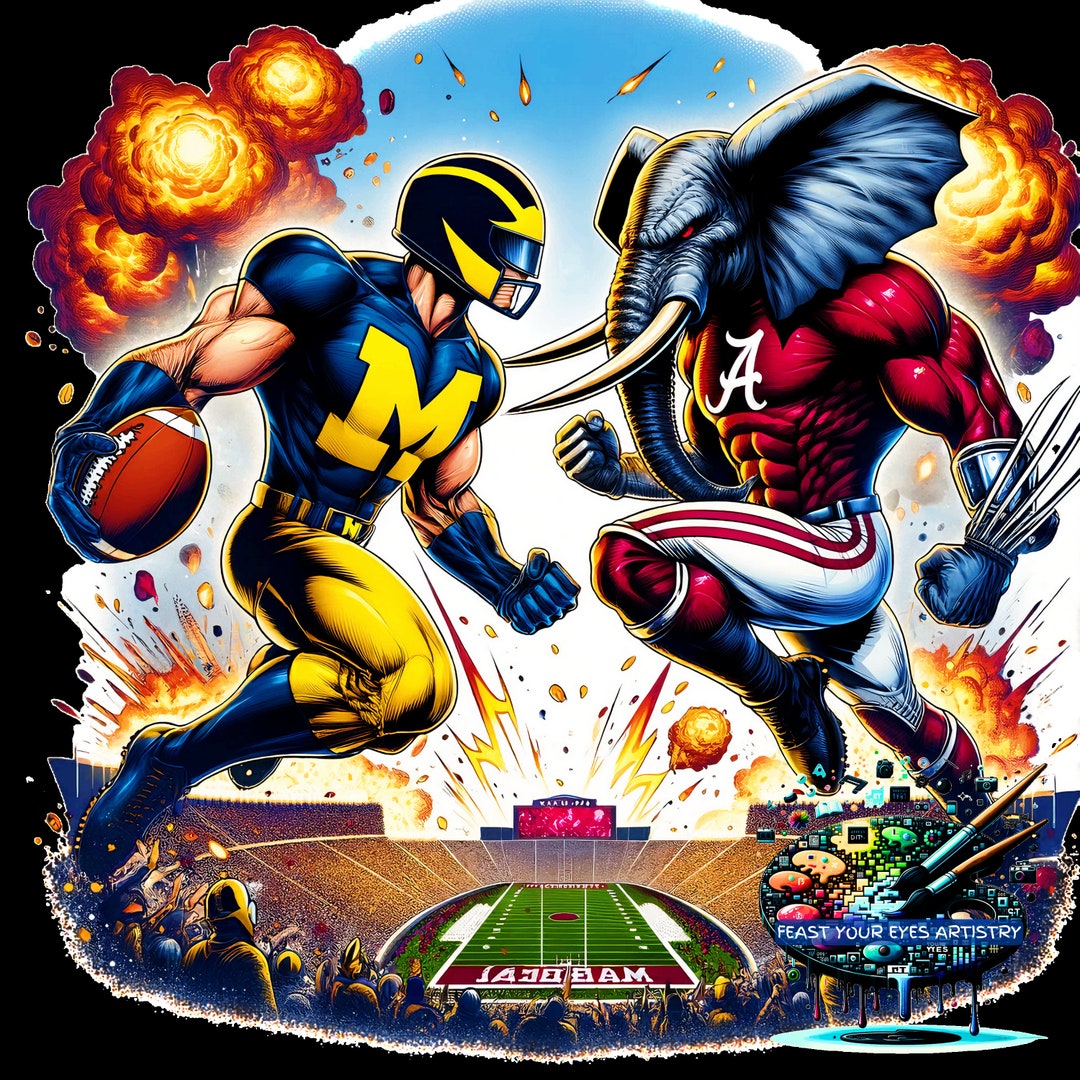 2024 Rose Bowl Michigan vs. Alabama Rose Mascot DUEL Strike PNG College ...
