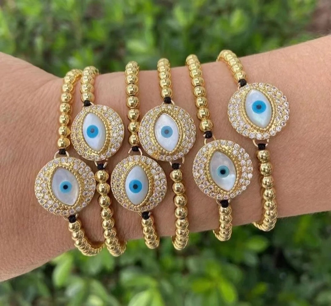 Evil Eye Bracelet Evil Eye Protection Hamsa Dainty - Etsy