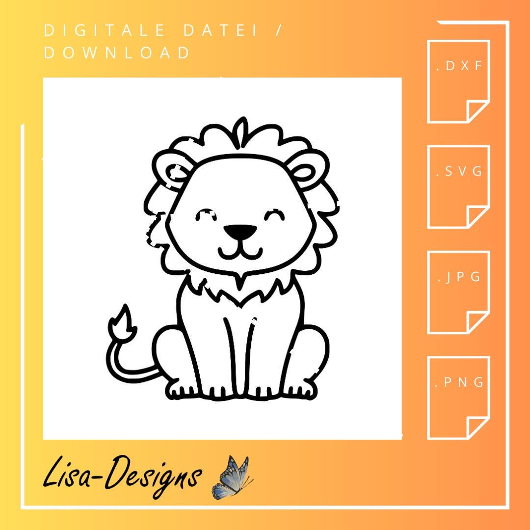 Cute Lion Digital Download – .svg, .jpg, .dxf, .png File for Laser ...