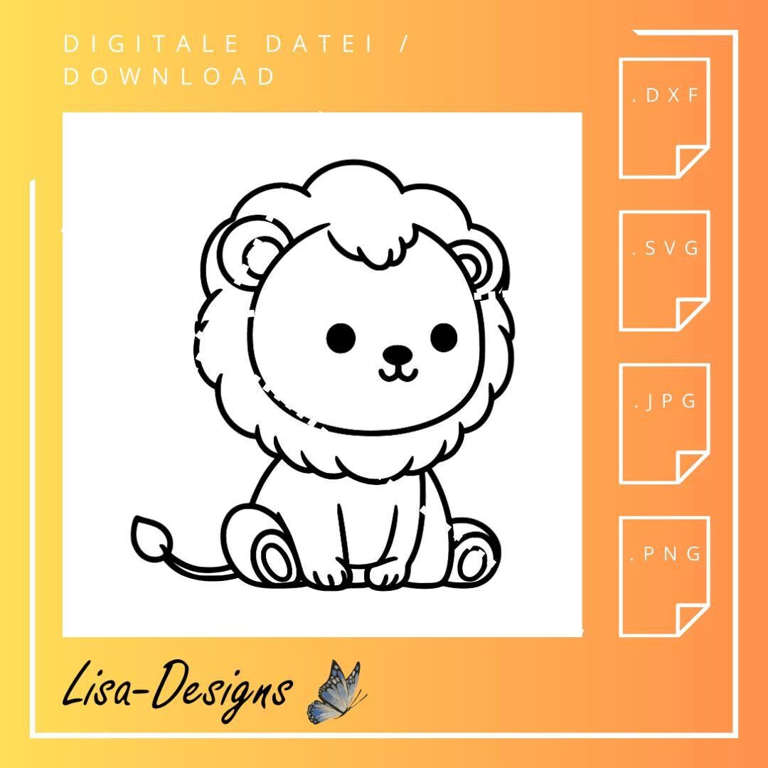 Cute Lion Digital Download – .svg, .jpg, .dxf, .png File for Laser ...