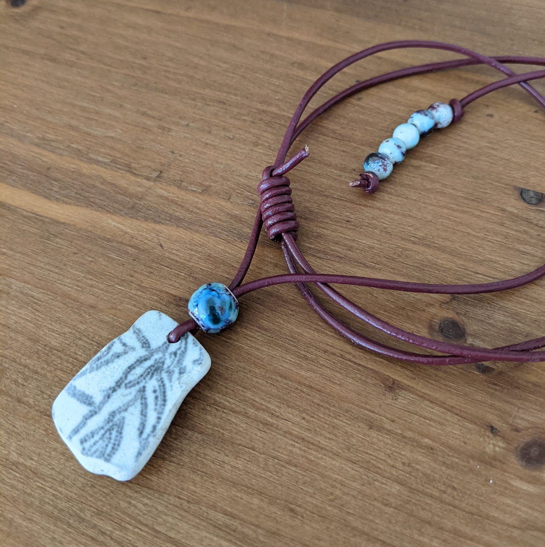 Sea Pottery Collar, Beach Pottery Collar, Sea Pottery Necklace, Surfer ...