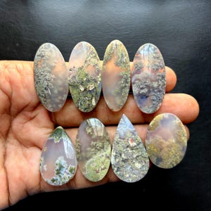 RARE Natural Indonesian Moss Agate, Colorful Cabochon Scenic Moss Agate ...
