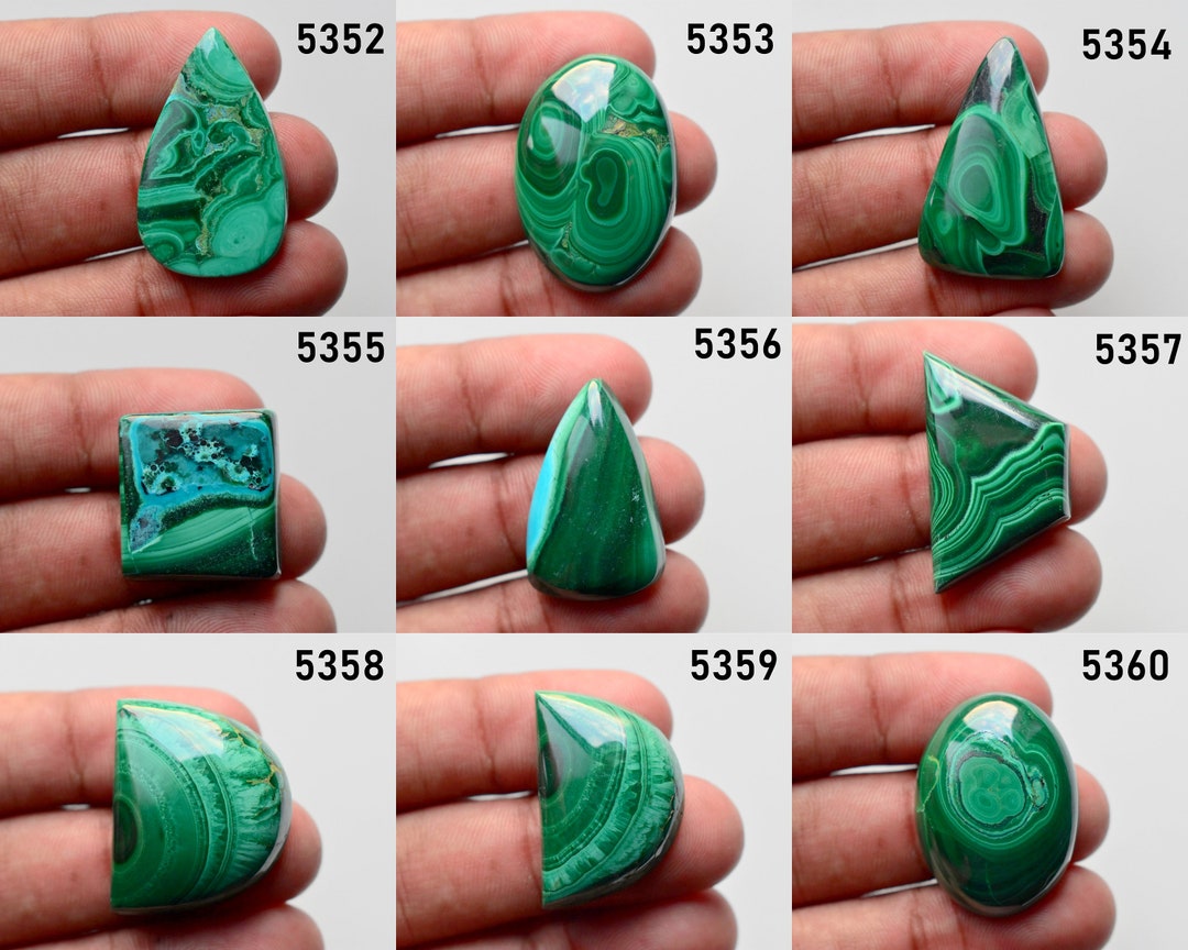 Natural Malachite Cabochon, Flat Back Malachite Gemstone, AAA Quality ...