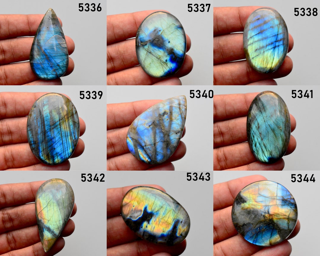 Natural Labradorite Cabochon Loose Gemstone, Blue Fire Play Labradorite ...