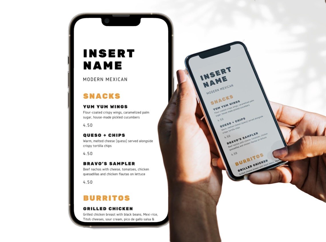 Restaurant Mobile Menu Canva Template: Food Truck & Cafe (PDF) - Etsy