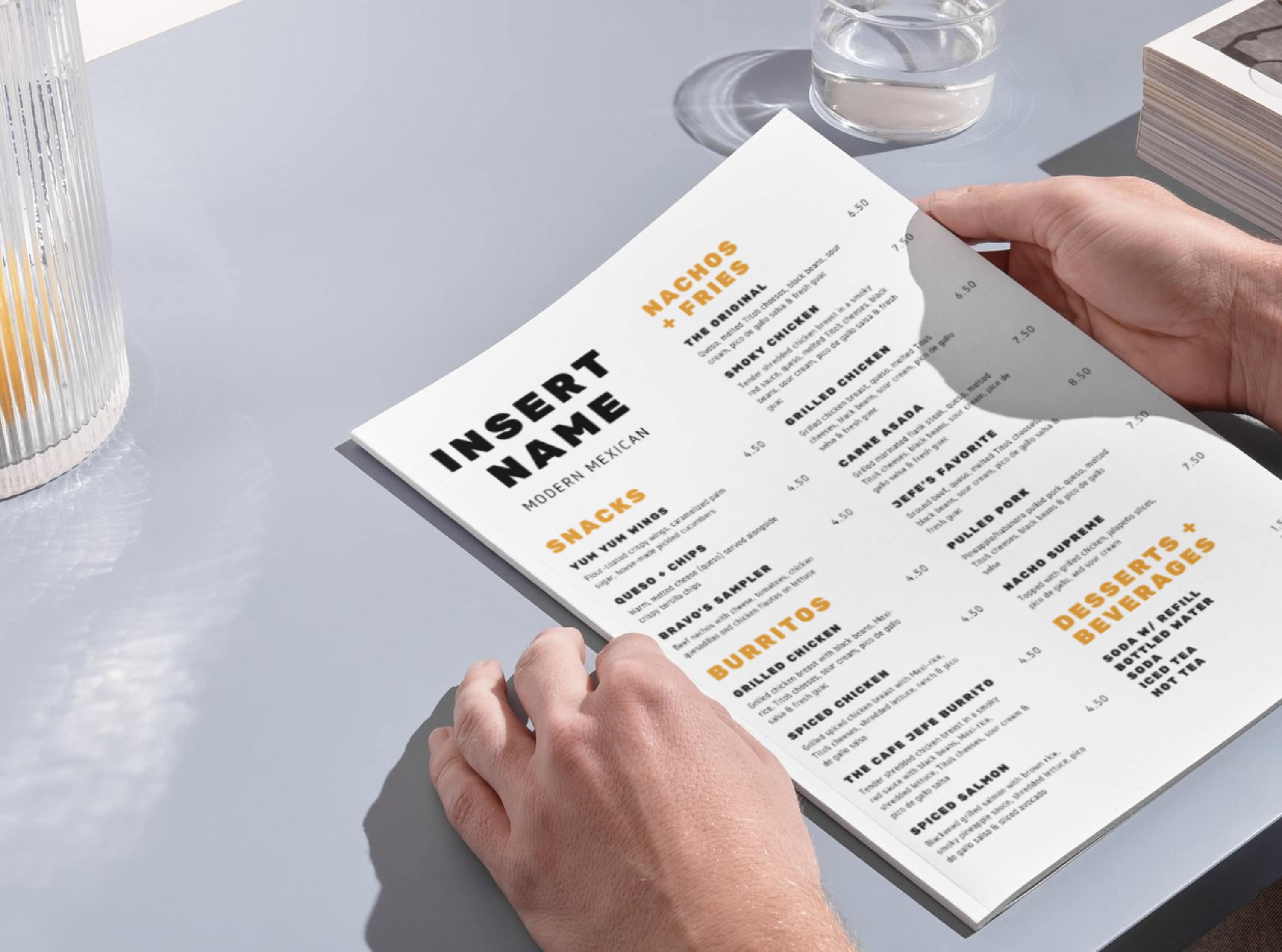 Restaurant Menu Canva Template | Tabletop or Handheld Printable | Food ...