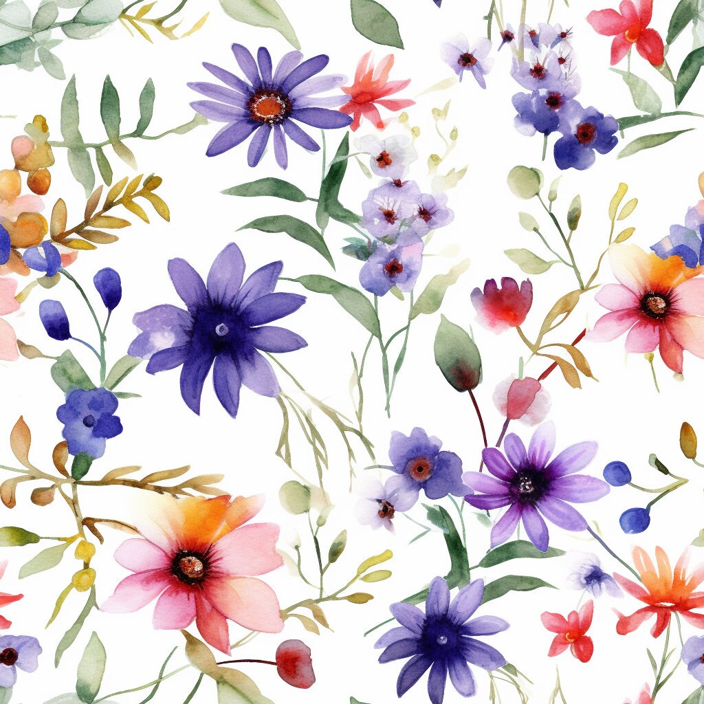Watercolor Flowers Seamless Pattern Elegant Floral Seamless - Etsy