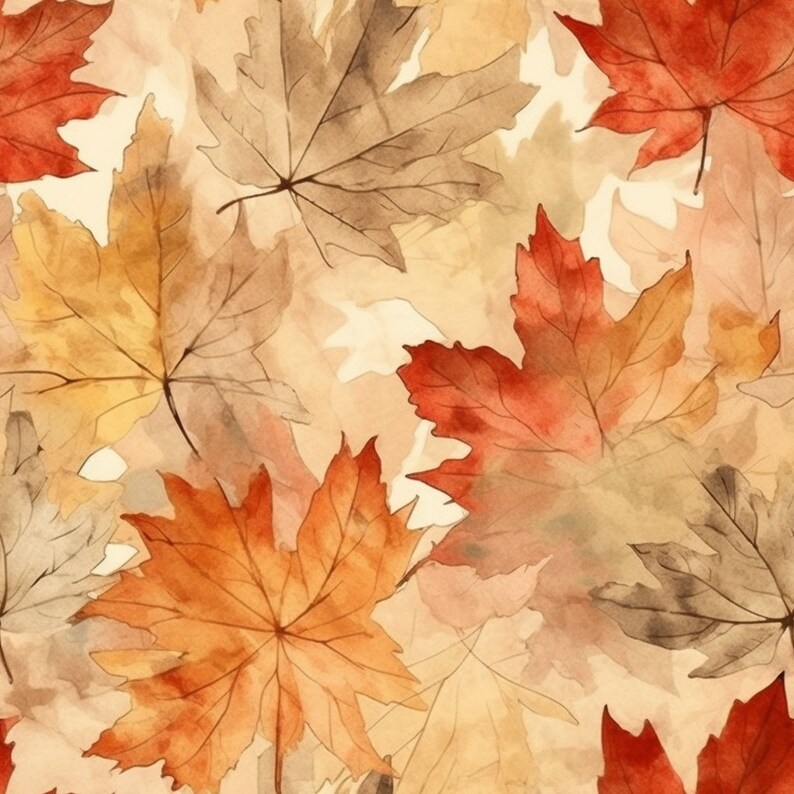 Watercolor Autumn Leaf Pattern Digital Download, Fall Leaves Seamless ...