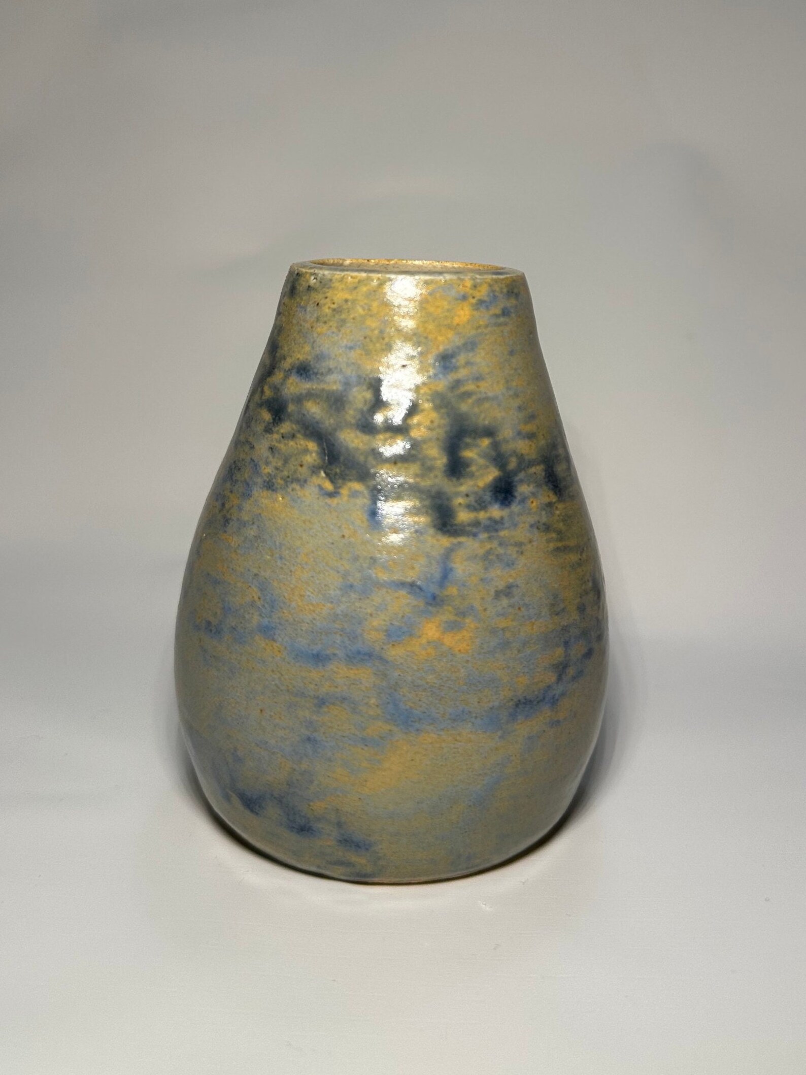 Handmade Ceramic Vase — Beige & Blue Marble - Etsy
