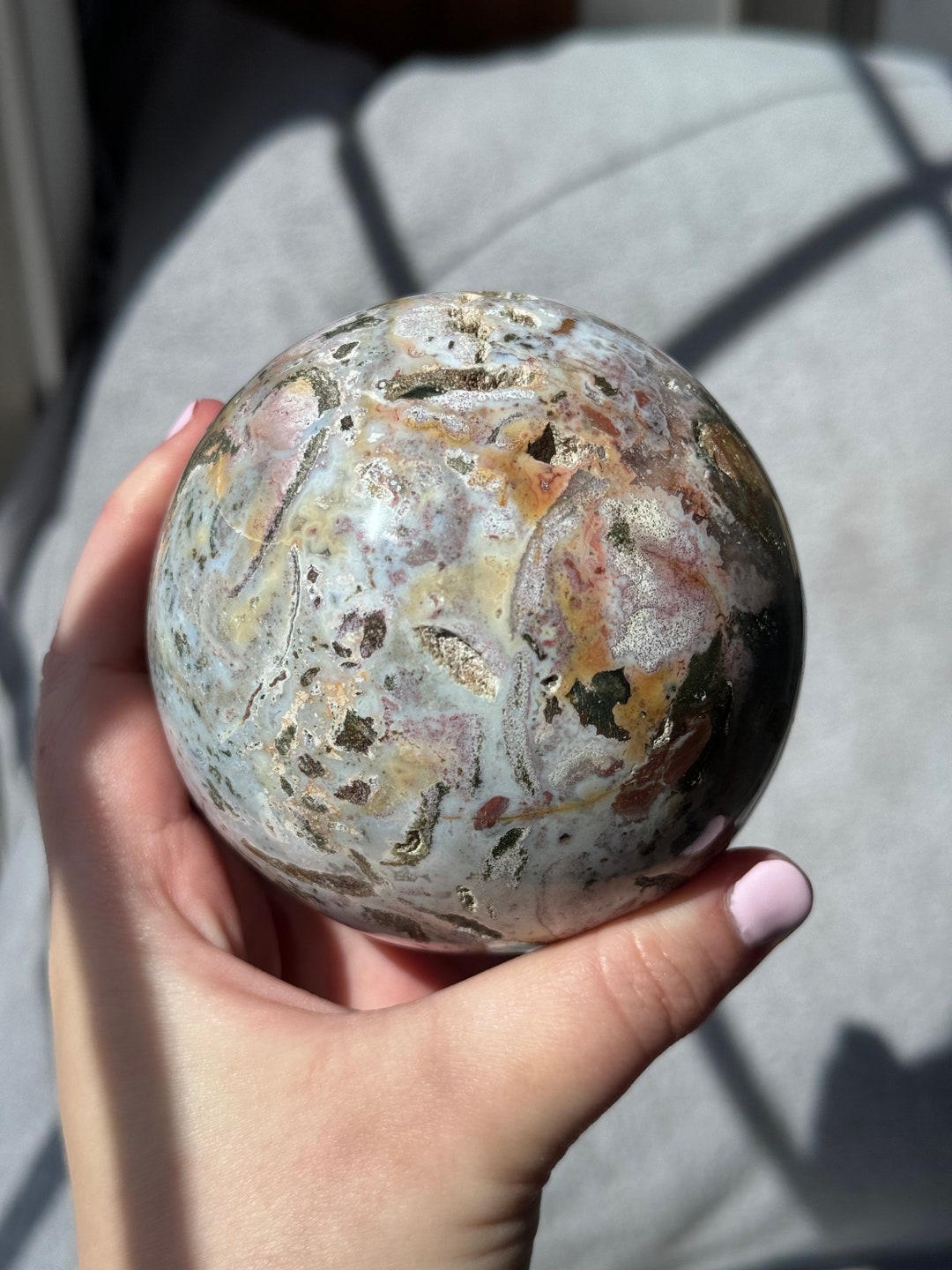 Beautiful Baby Blue Sea/ocean Jasper Mixed With Pinks, Reds, Oranges ...